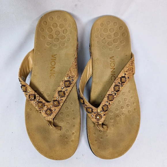 Vionic | Shoes | Vionic 8 Floriana Gold Jeweled Embellished Sandal Flip ...